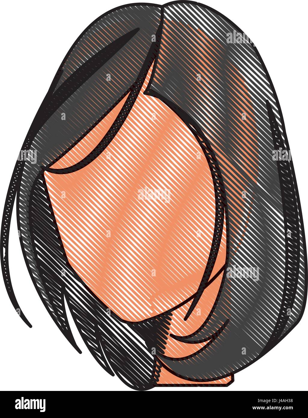 drawing head female no face hair style Stock Vector Image & Art - Alamy