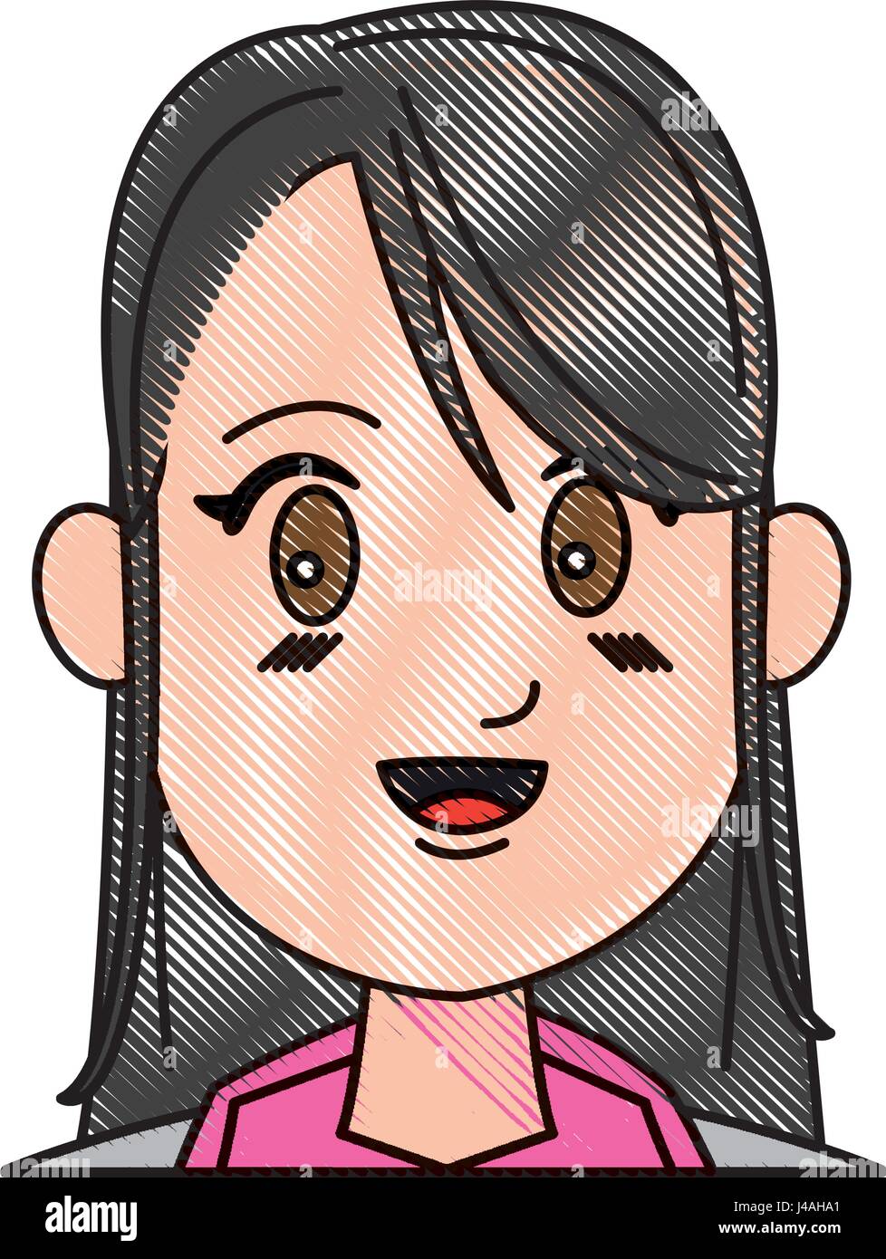 drawing girl young smiling close eyes Stock Vector Image & Art - Alamy