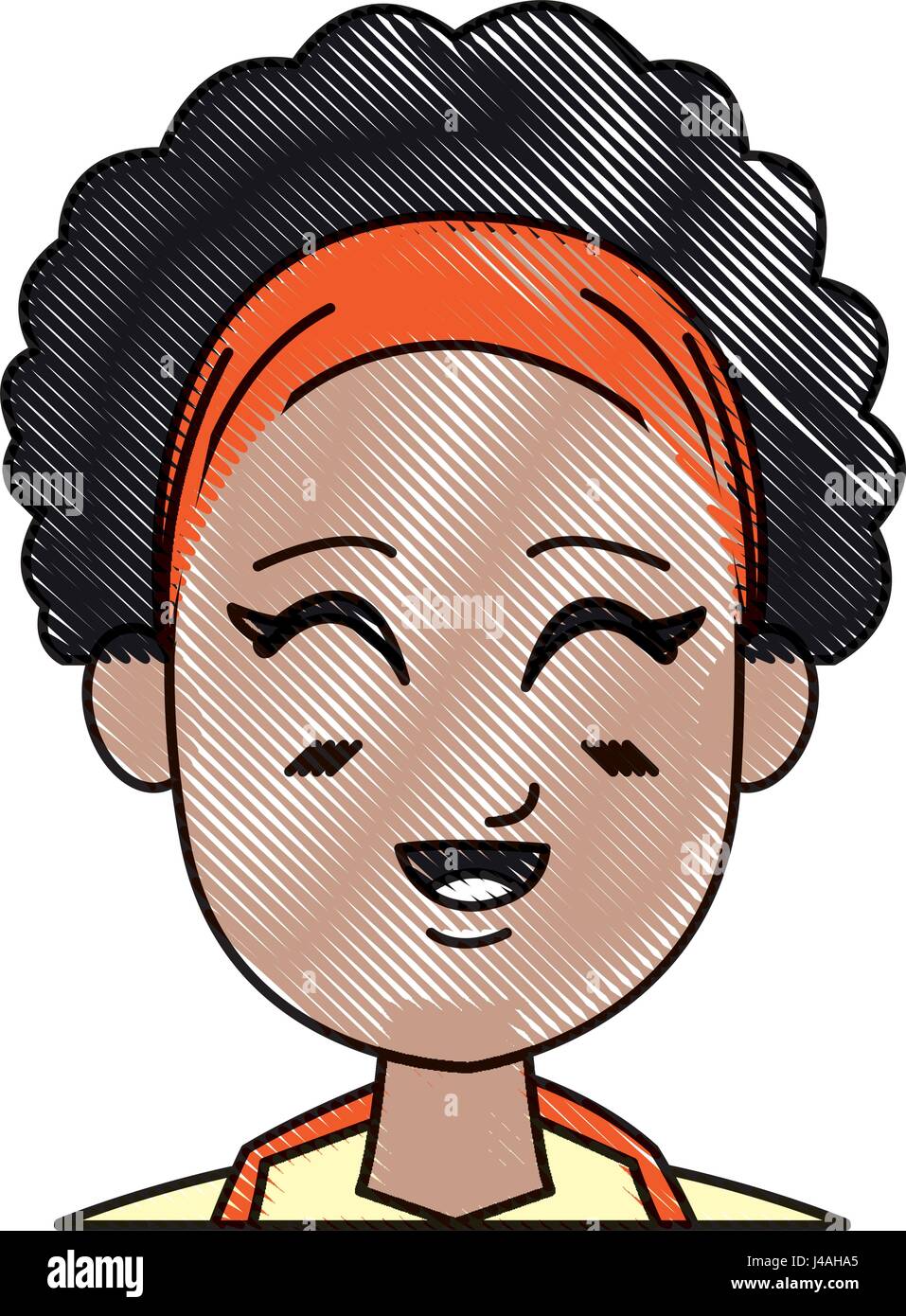 drawing girl young afro smiling close eyes Stock Vector Image & Art - Alamy