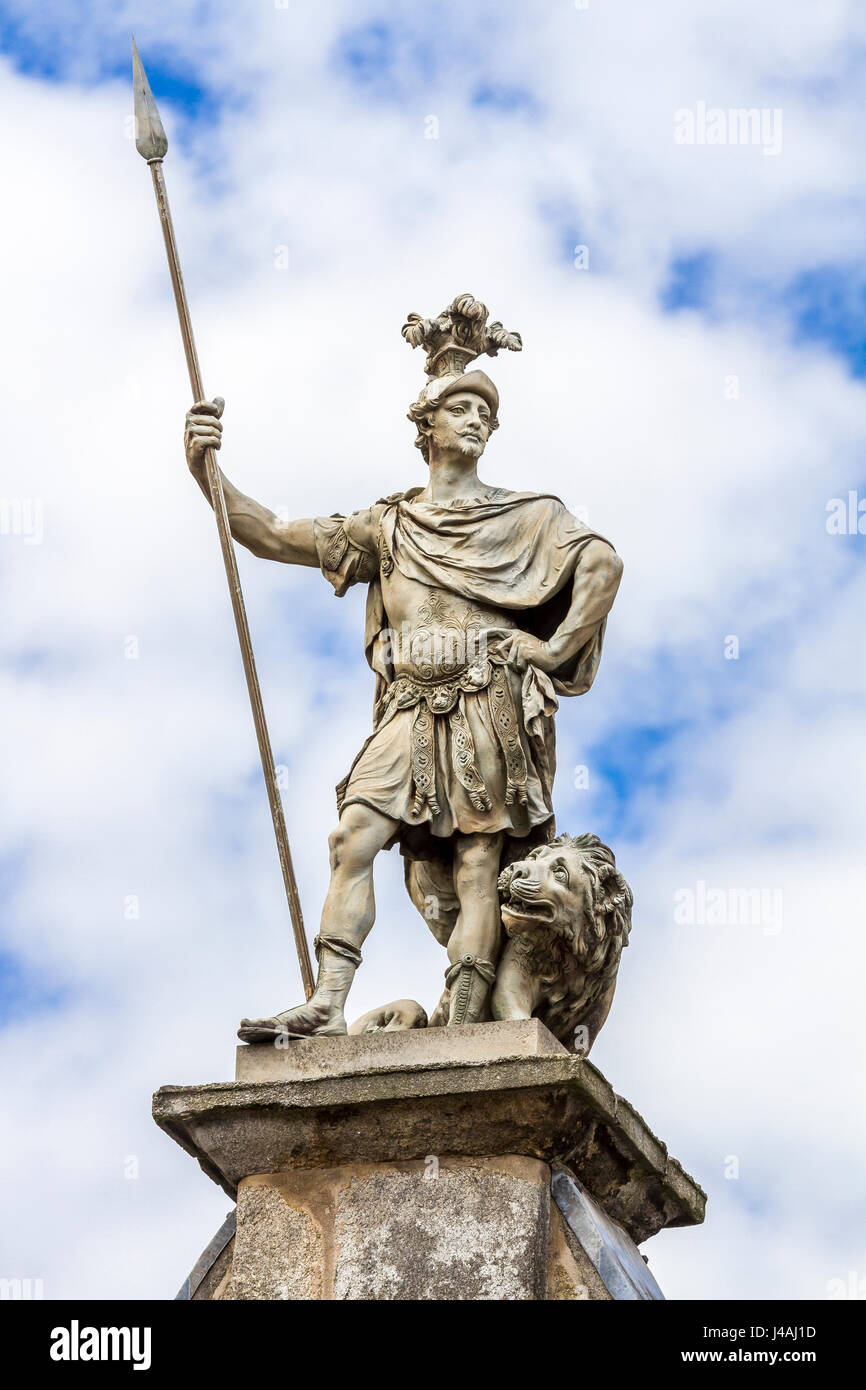 Statue of Fortitude respectively Statue of Mars with spear and lion on ...