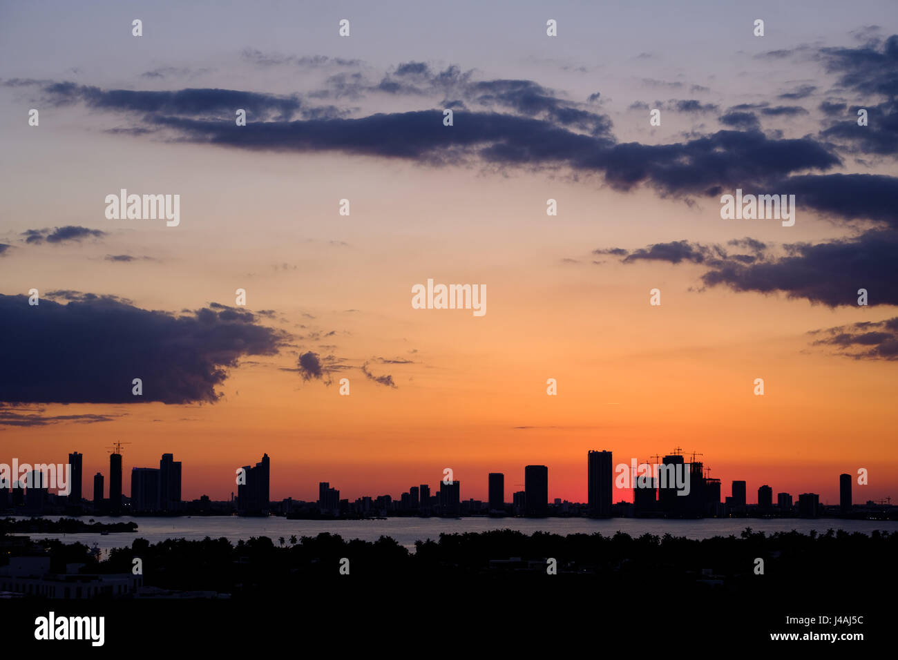 Miami Skyline at Sunset Stock Photo - Alamy