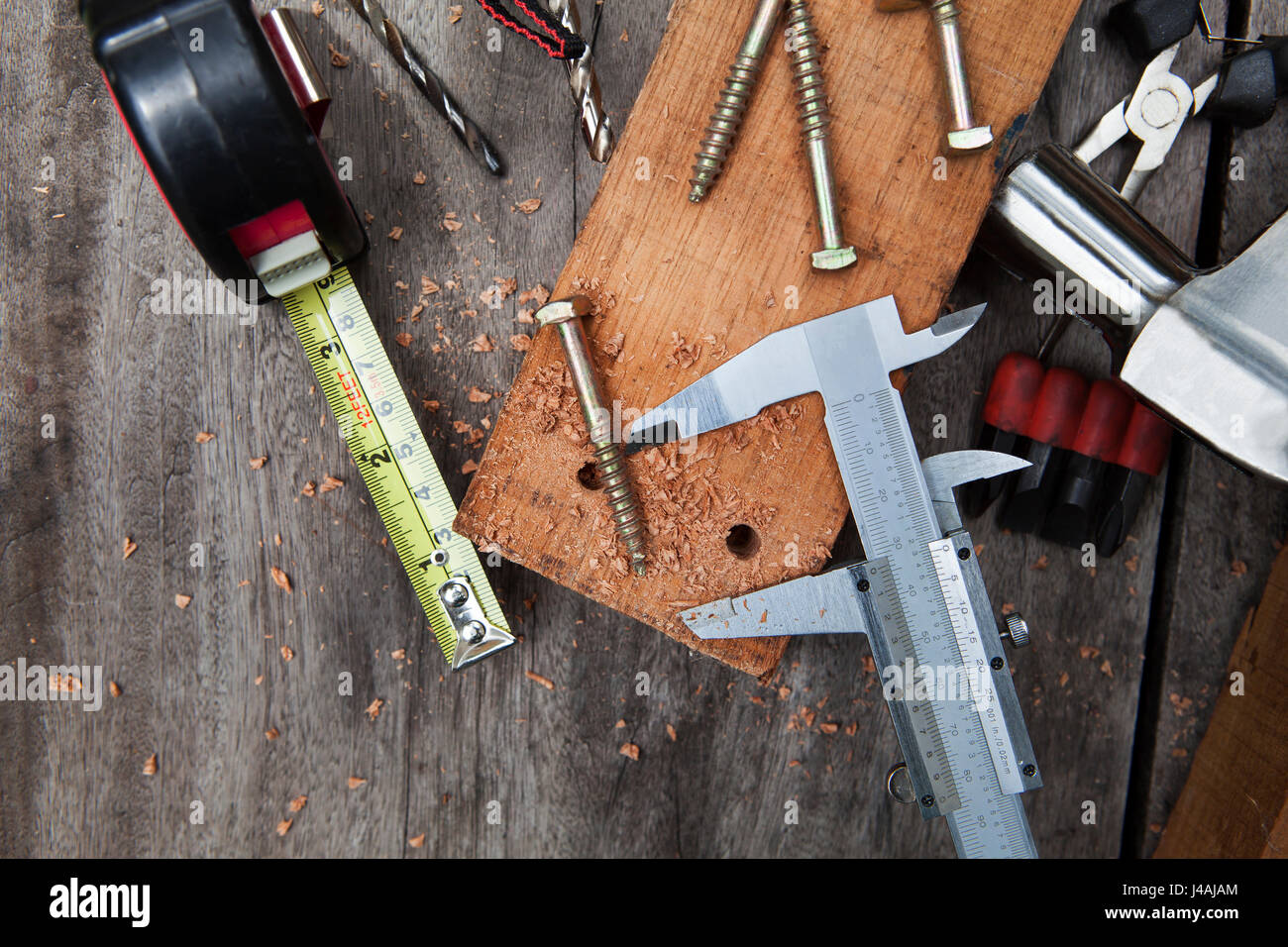 diy home work tool working on wood table with wood plank nut scale ...