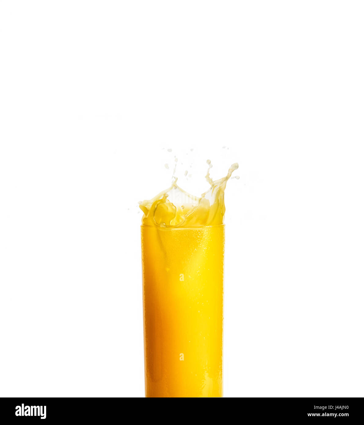 Glass of orange juice with splash isolated on white background Stock ...