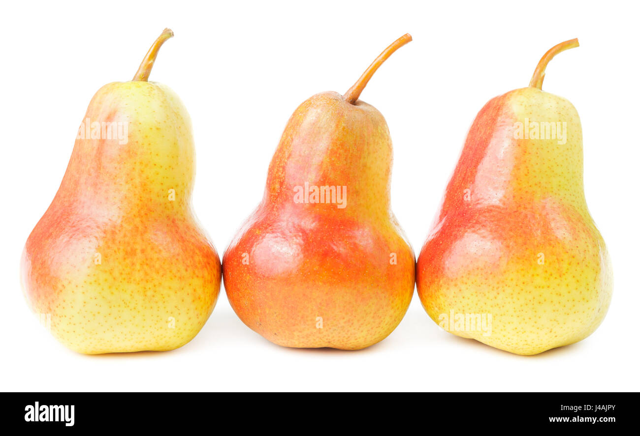 Three ripe pears isolated on white background Stock Photo - Alamy