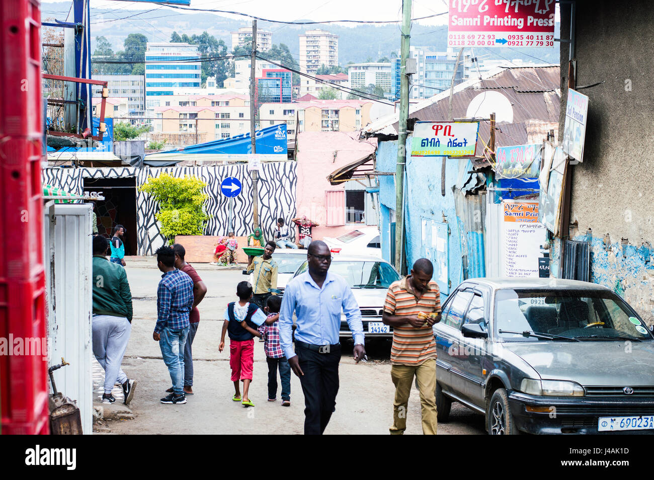 Street scene in slum area back of Piazza, Addis Ababa, Ethiopia Stock ...