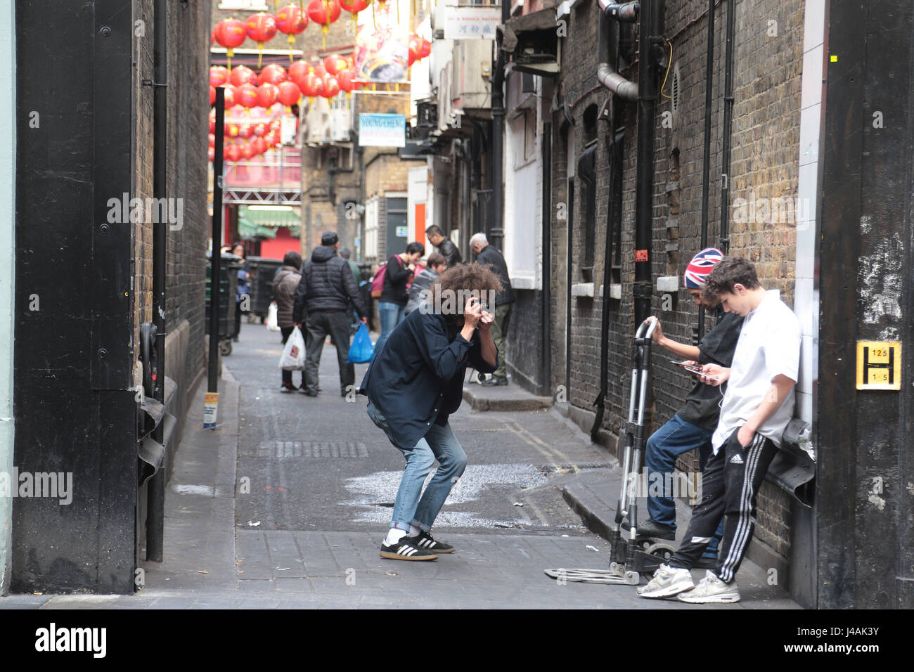 Street Life one back street in Soho watched for ten minutes Stock Photo ...