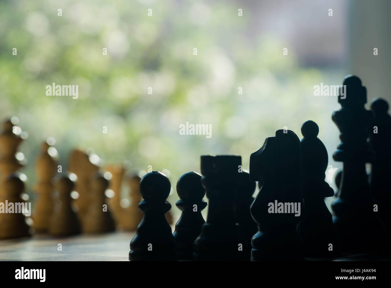 closeup to chess pawns on chessboard Stock Photo - Alamy