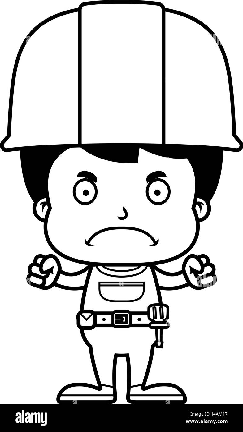 A cartoon construction worker boy looking angry Stock Vector Image ...