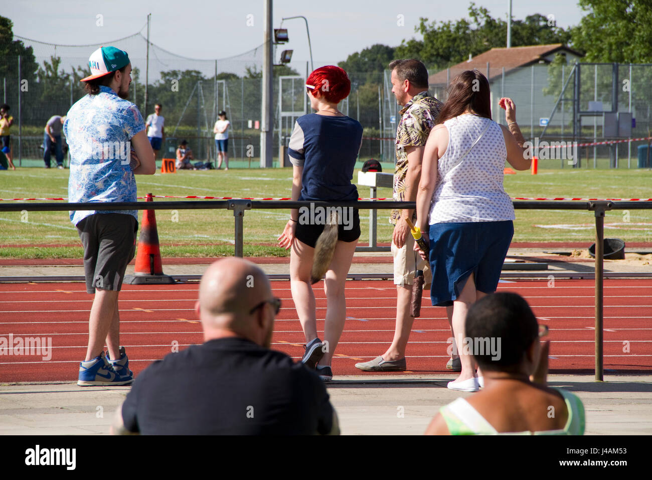 Spectators at a British American football game Stock Photo - Alamy