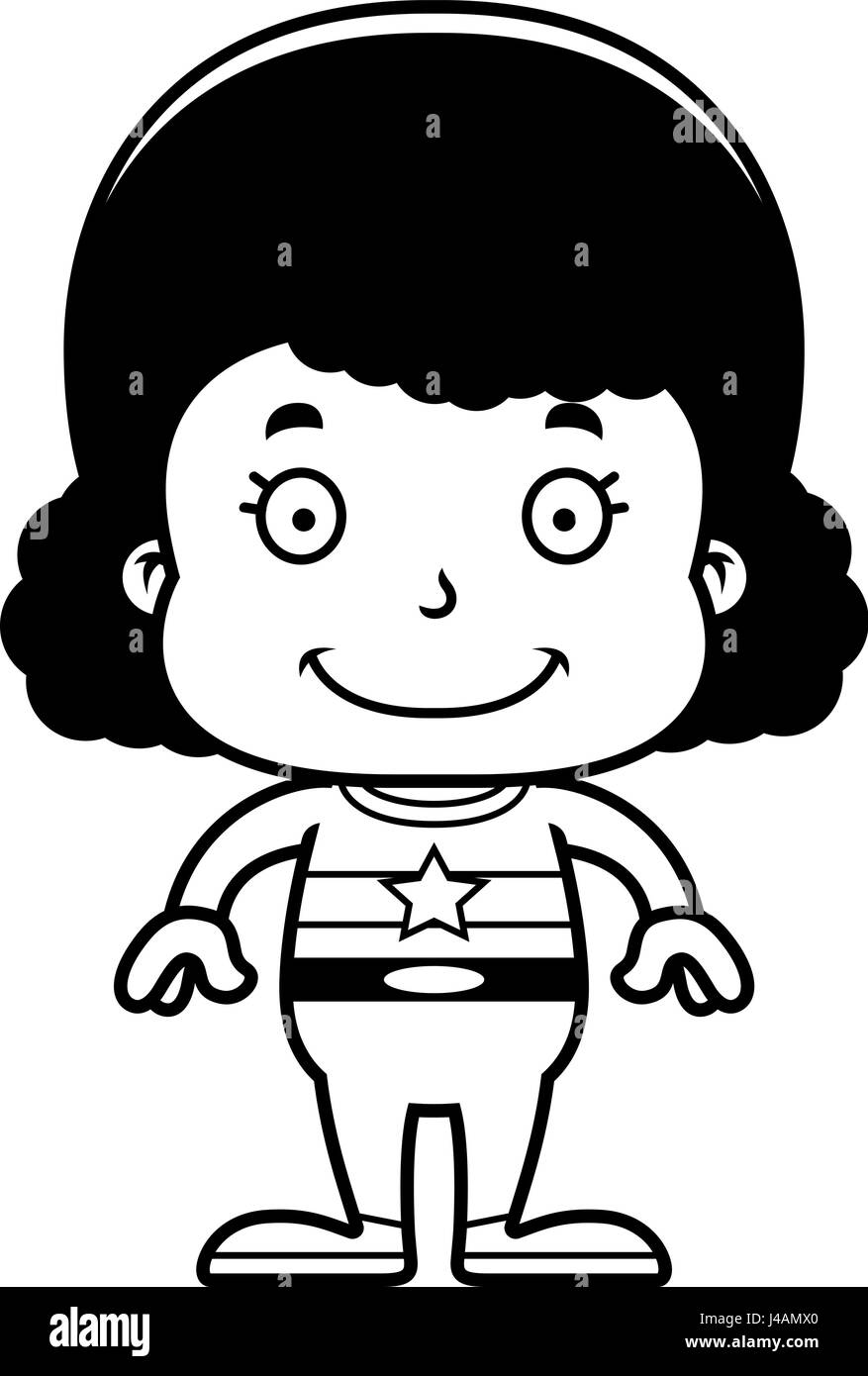 Superhero Cartoon Black And White Girl