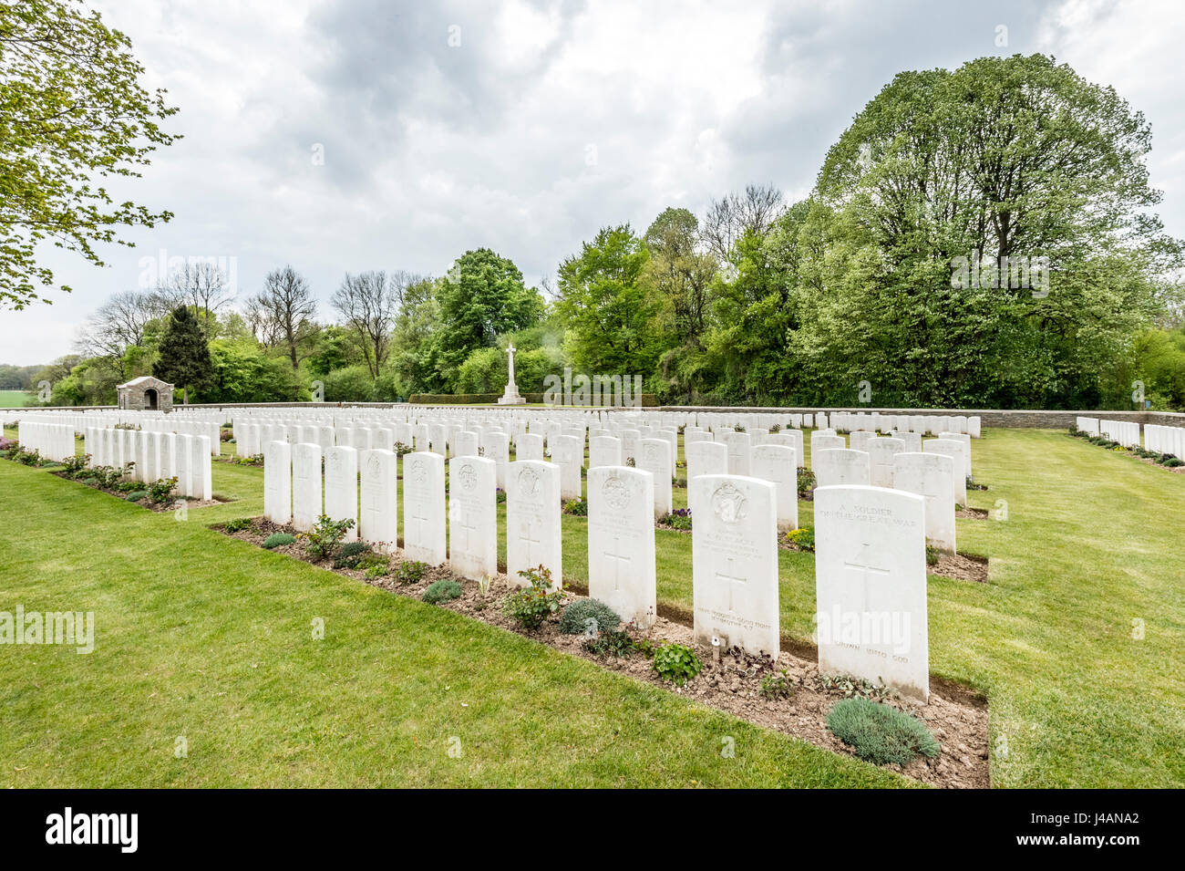 Connaught WWI military cemetery on the Somme battlefield at Thiepval in ...