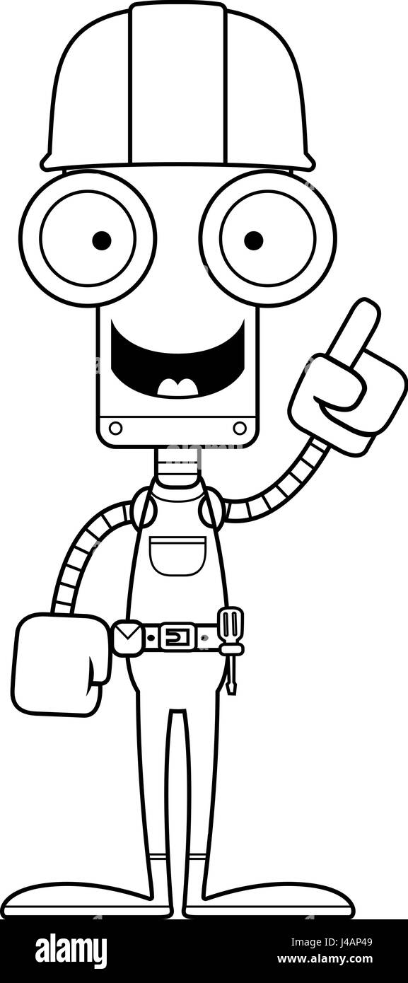 A cartoon construction worker robot with an idea Stock Vector Image ...