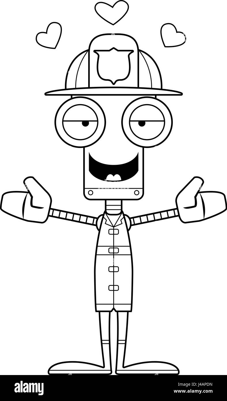 A cartoon firefighter robot ready to give a hug Stock Vector Image ...