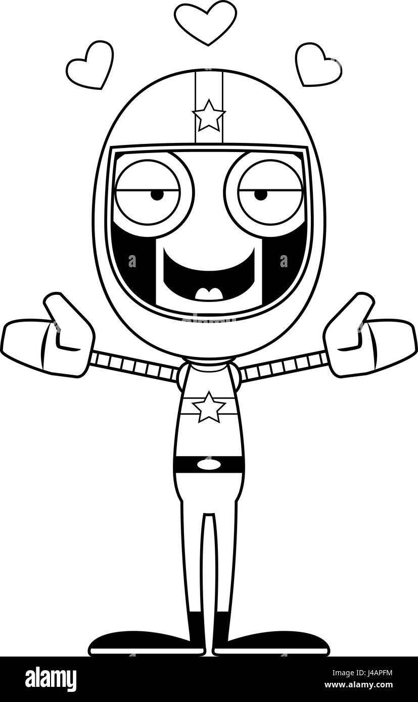 A cartoon race car driver robot ready to give a hug Stock Vector Image ...