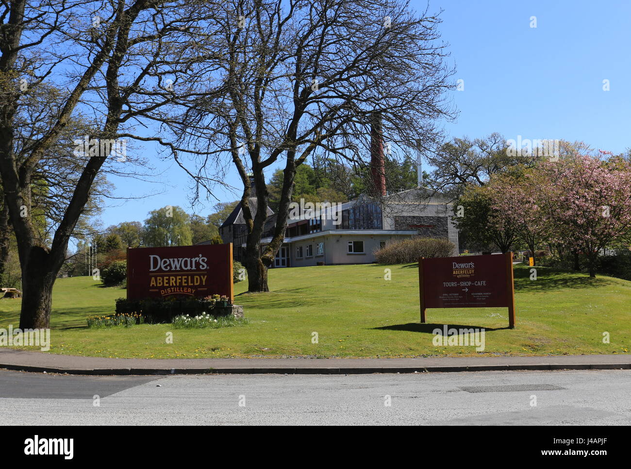 Sign for Dewars World of Whisky Aberfeldy Perthshire Scotland May 2017 ...