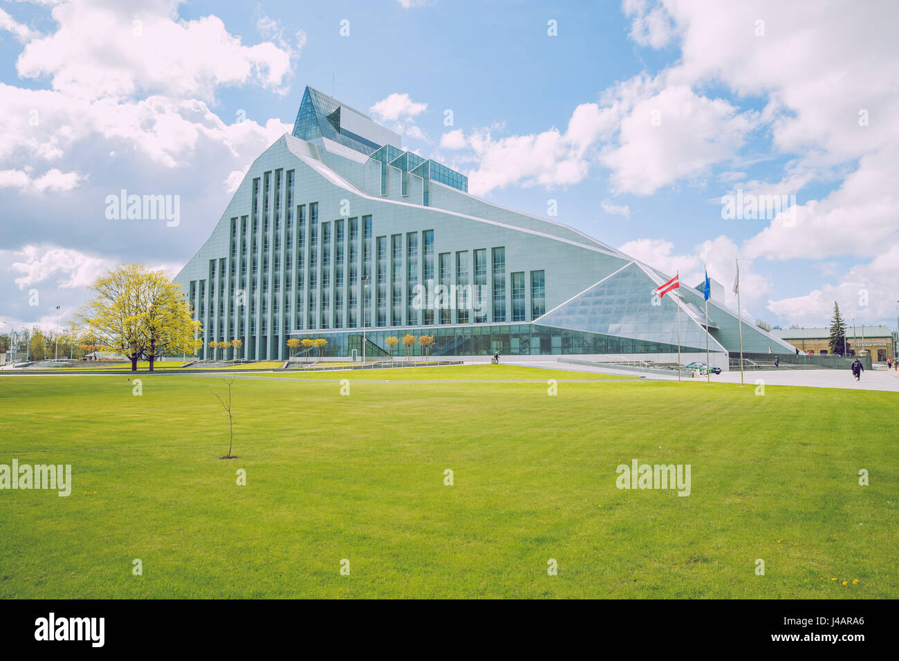 National Library, Riga, Latvia, capital, 2017. Nature, buildings, trees ...