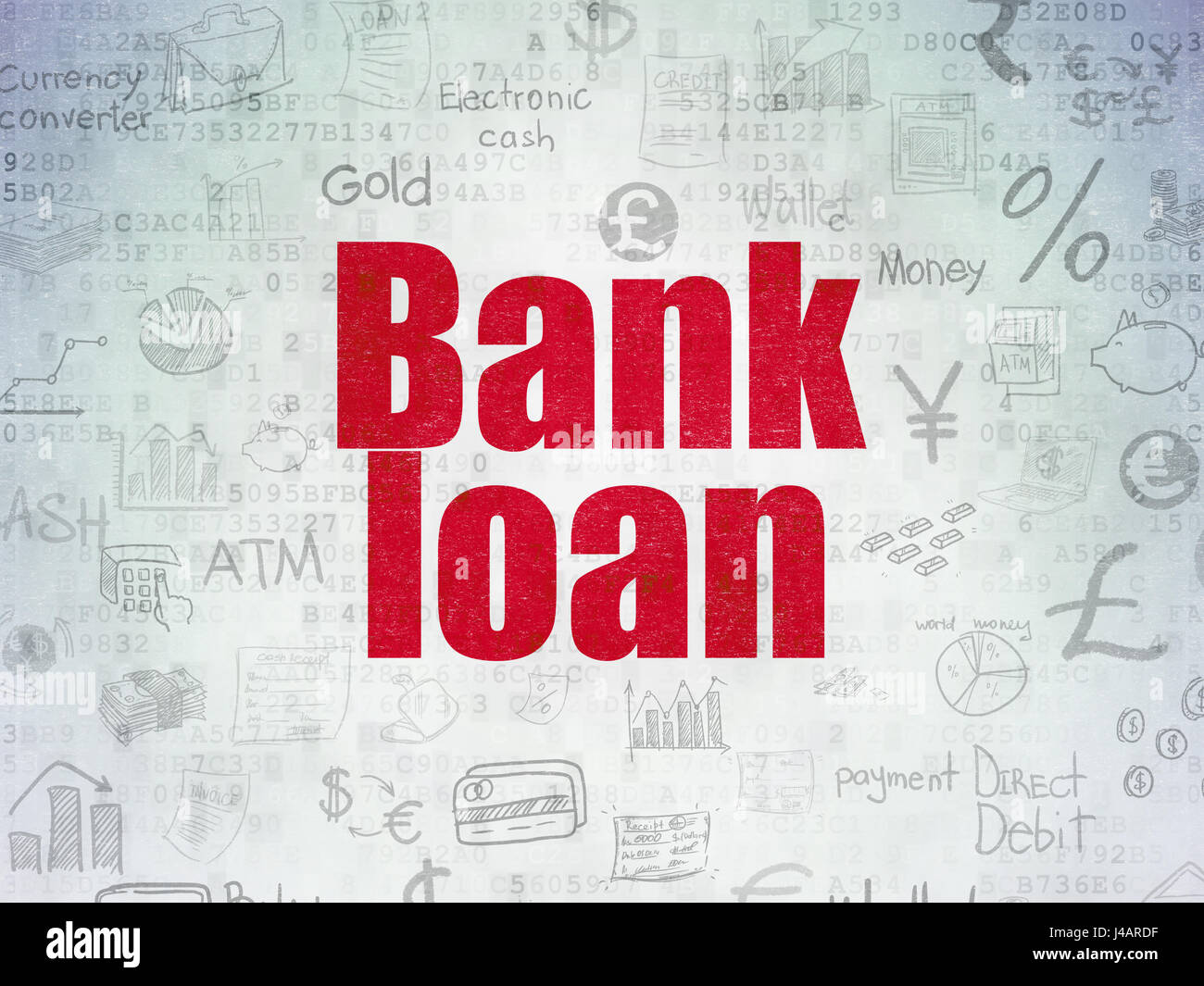 Money concept: Bank Loan on Digital Data Paper background Stock Photo ...