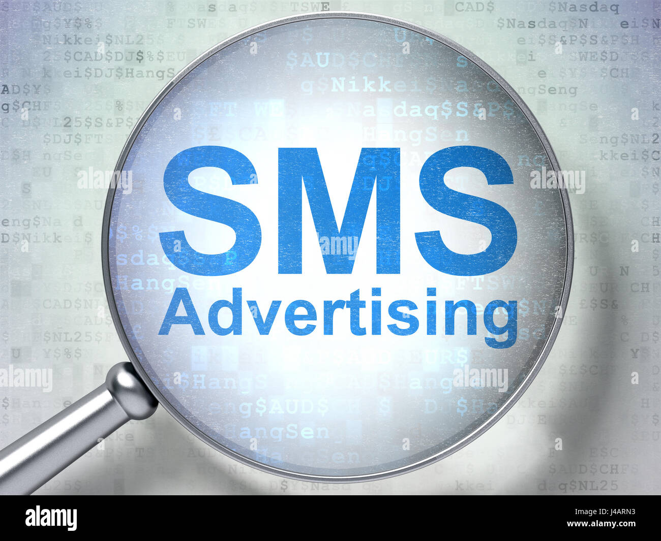 Marketing concept: SMS Advertising with optical glass Stock Photo - Alamy