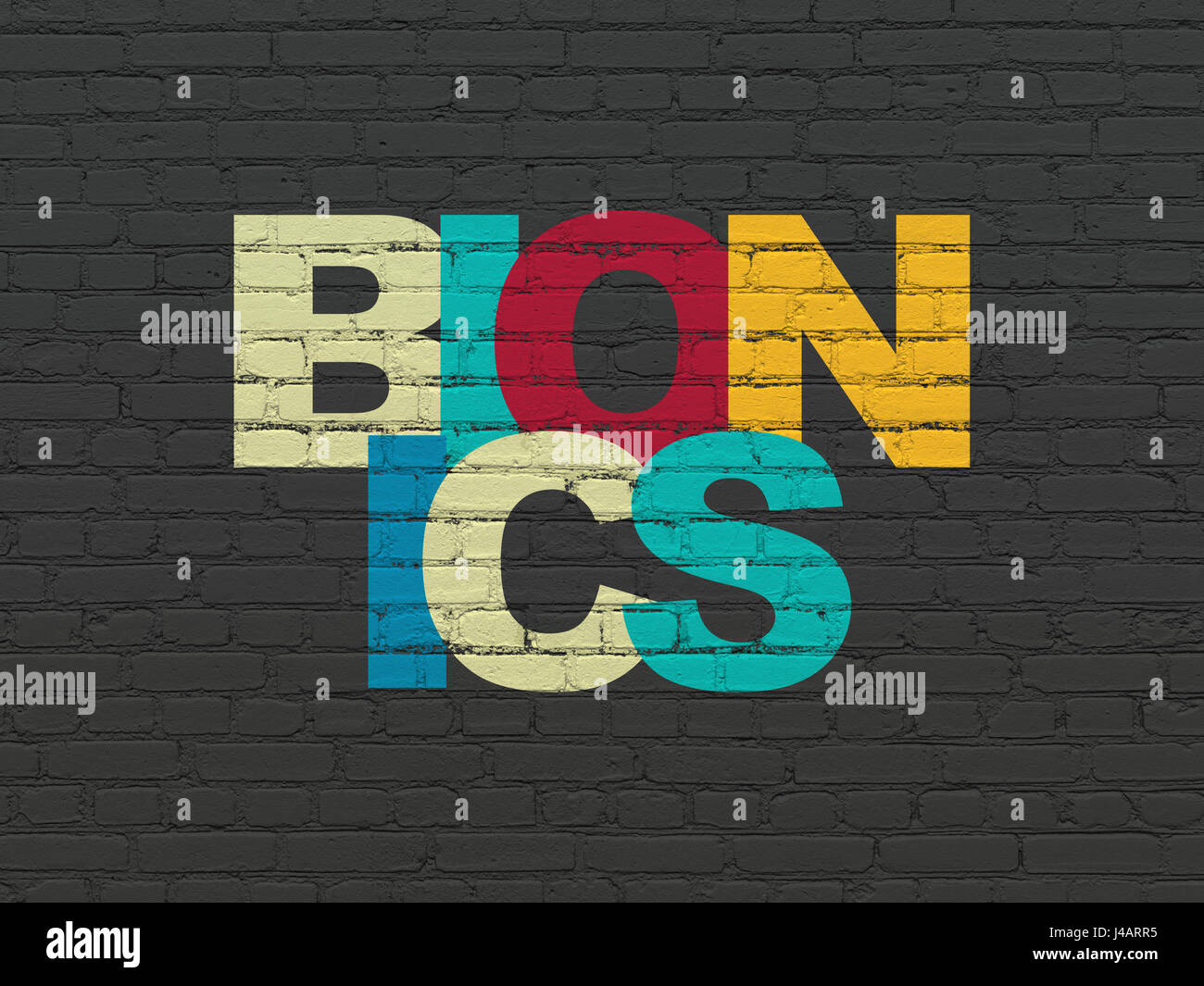 Science concept: Bionics on wall background Stock Photo - Alamy