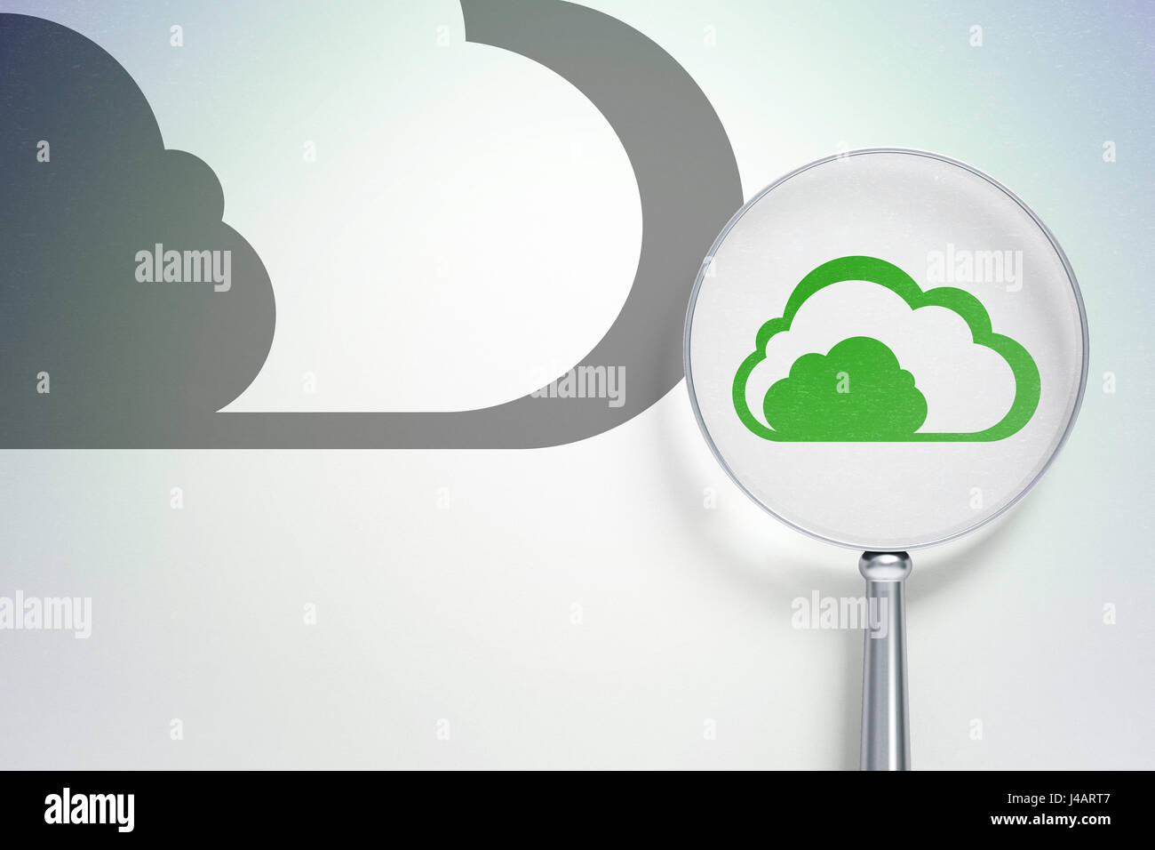 Cloud computing concept: Cloud with optical glass on digital background ...