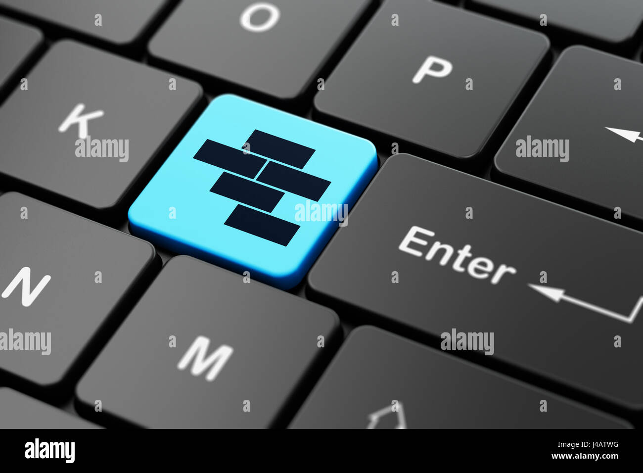 Constructing concept: Bricks on computer keyboard background Stock ...