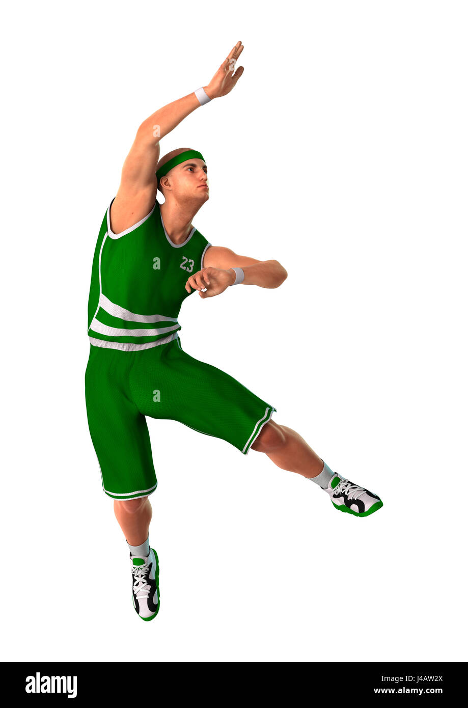 3D rendering of a basketball player isolated on white background Stock ...