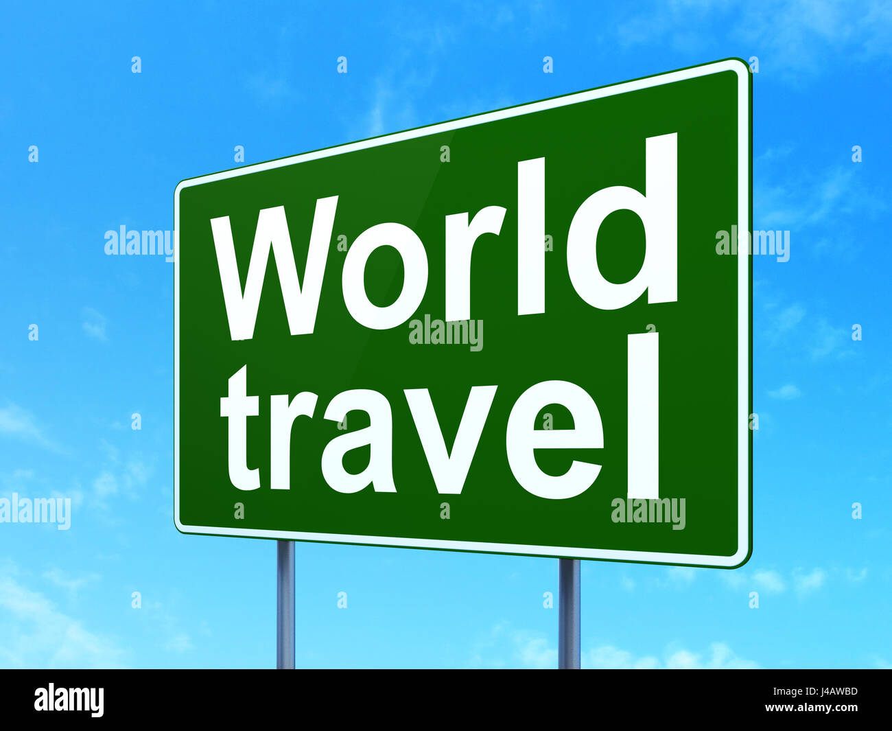 Vacation concept: World Travel on road sign background Stock Photo - Alamy