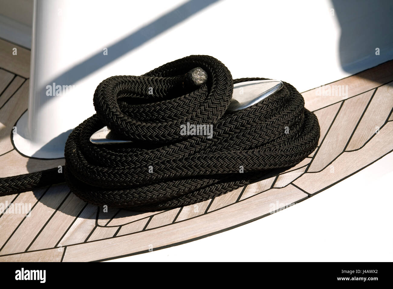 Close up view of the deck ropes on a luxury yacht Stock Photo - Alamy