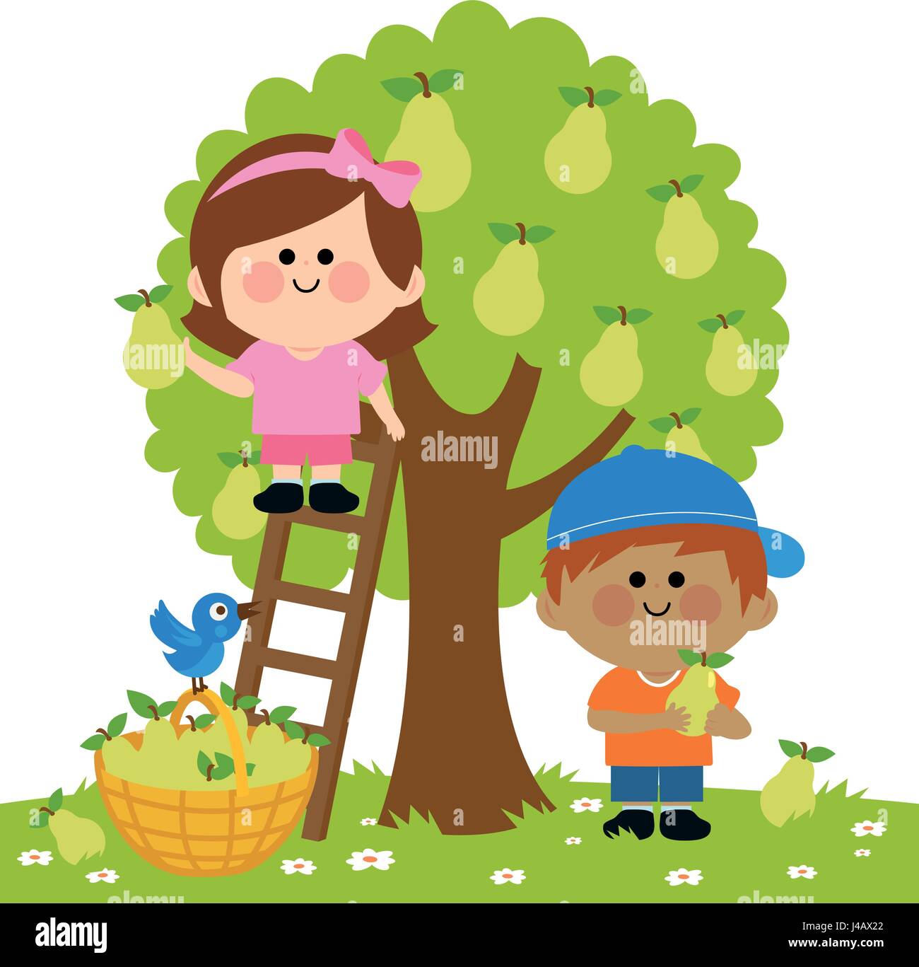 Kids gardening in nature Stock Vector Images - Alamy