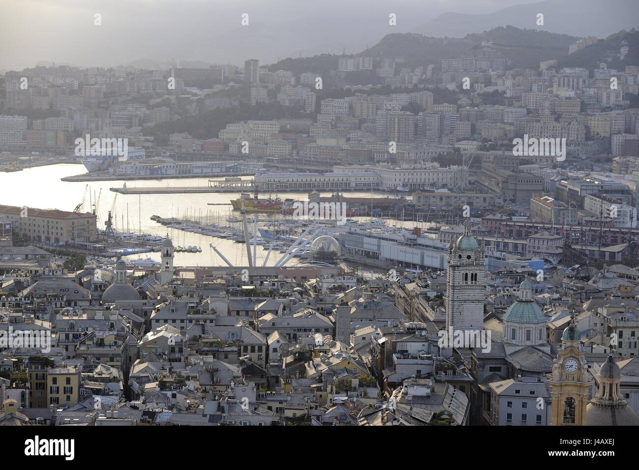 Aerial view of Genova, Italy, with the old town and port Stock Photo ...