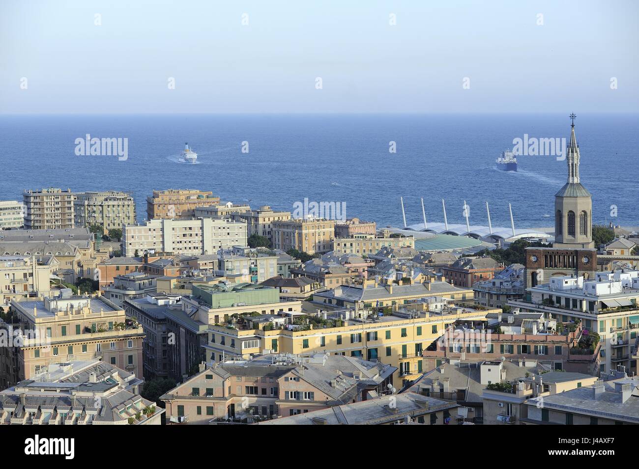 Aerial view of Genova, Italy, with the old town and port Stock Photo ...