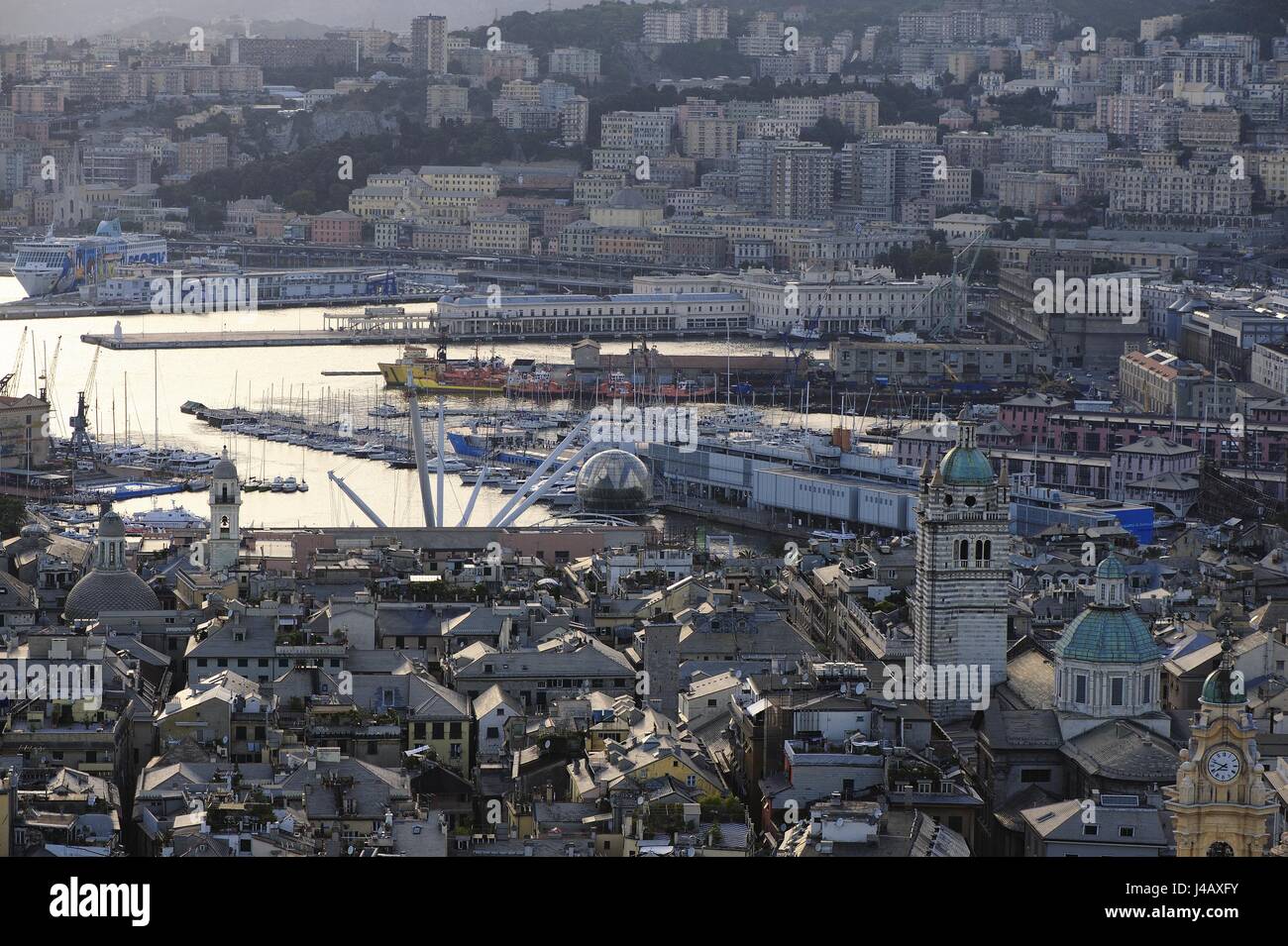 Aerial view of Genova, Italy, with the old town and port Stock Photo ...