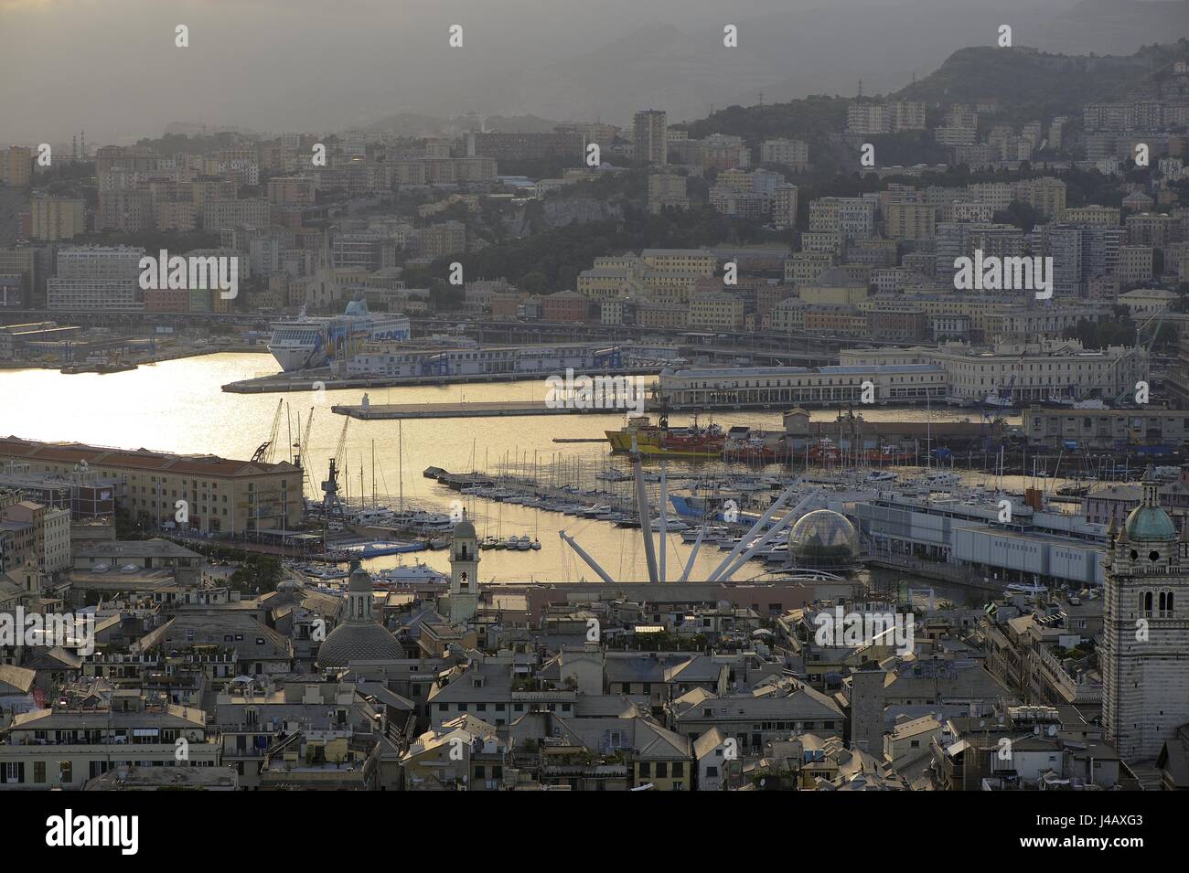 Aerial view of Genova, Italy, with the old town and port Stock Photo ...
