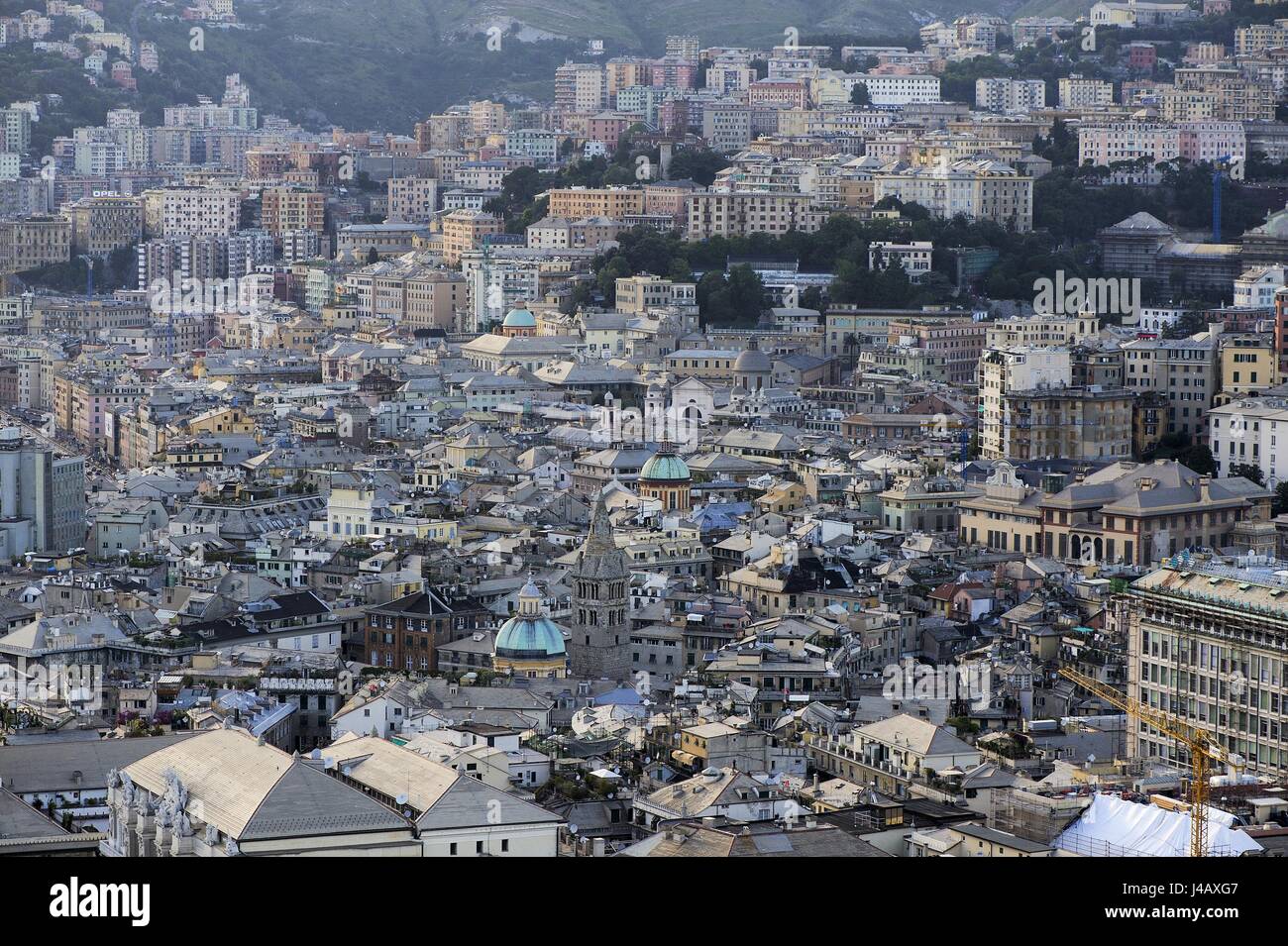 Aerial view of Genova, Italy, with the old town and port Stock Photo ...