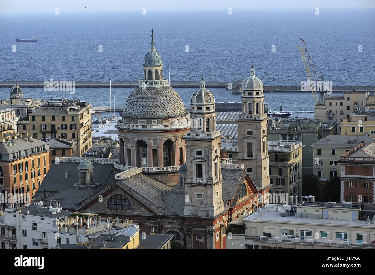 Aerial view of Genova, Italy, with the old town and port Stock Photo ...
