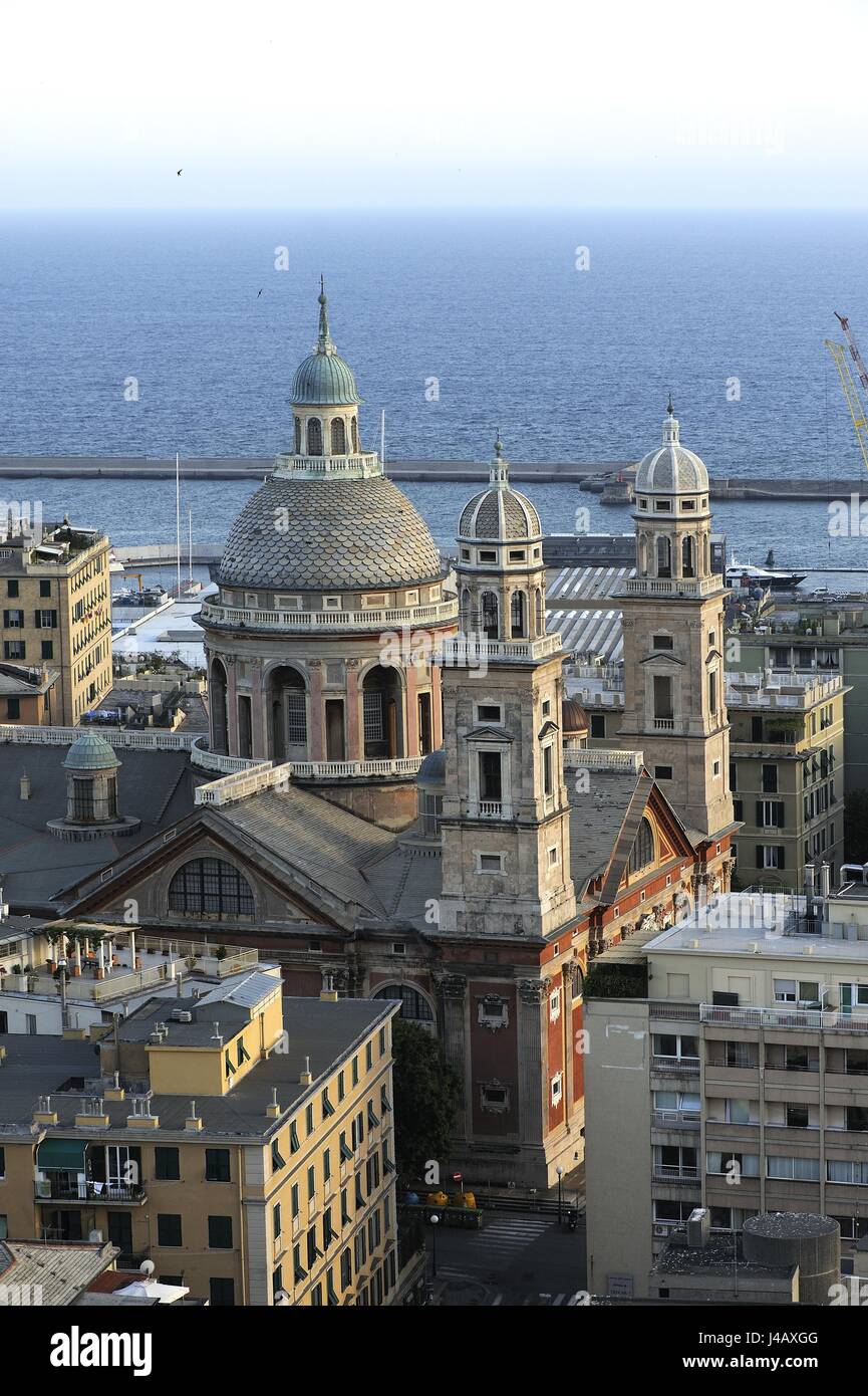 Aerial view of Genova, Italy, with the old town and port Stock Photo ...