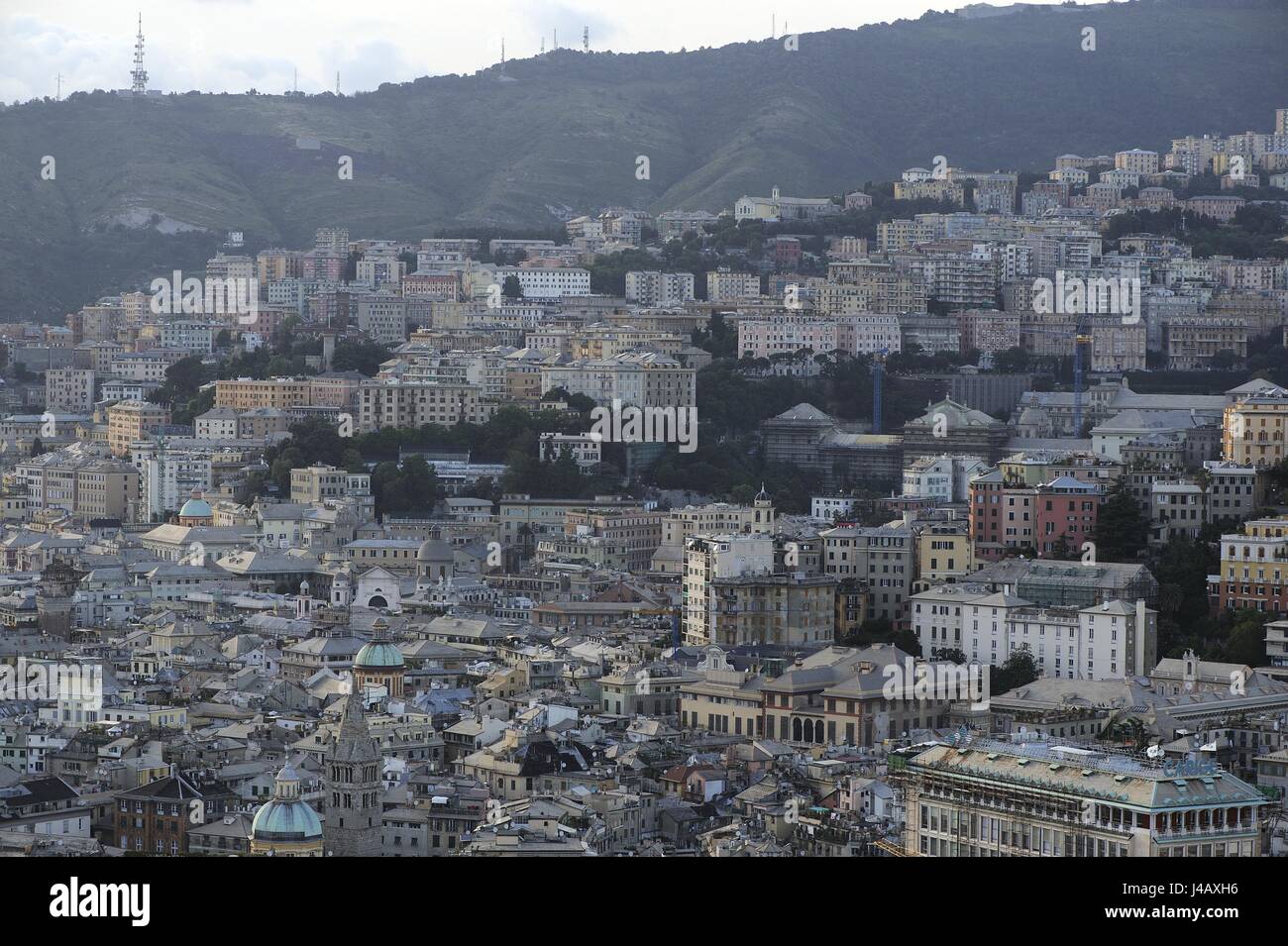 Aerial view of Genova, Italy, with the old town and port Stock Photo ...