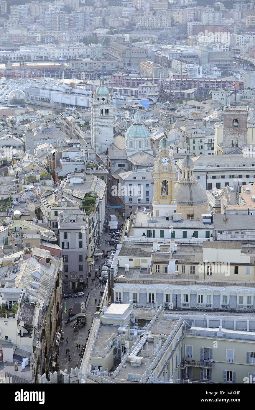 Aerial view of Genova, Italy, with the old town and port Stock Photo ...