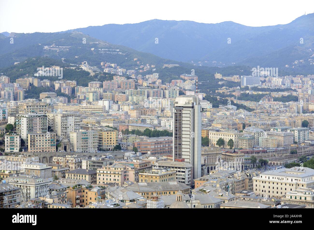 Aerial view of Genova, Italy, with the old town and port Stock Photo ...