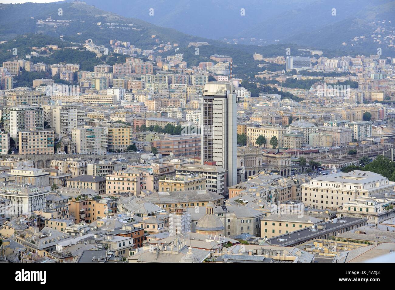 Aerial view of Genova, Italy, with the old town and port Stock Photo ...