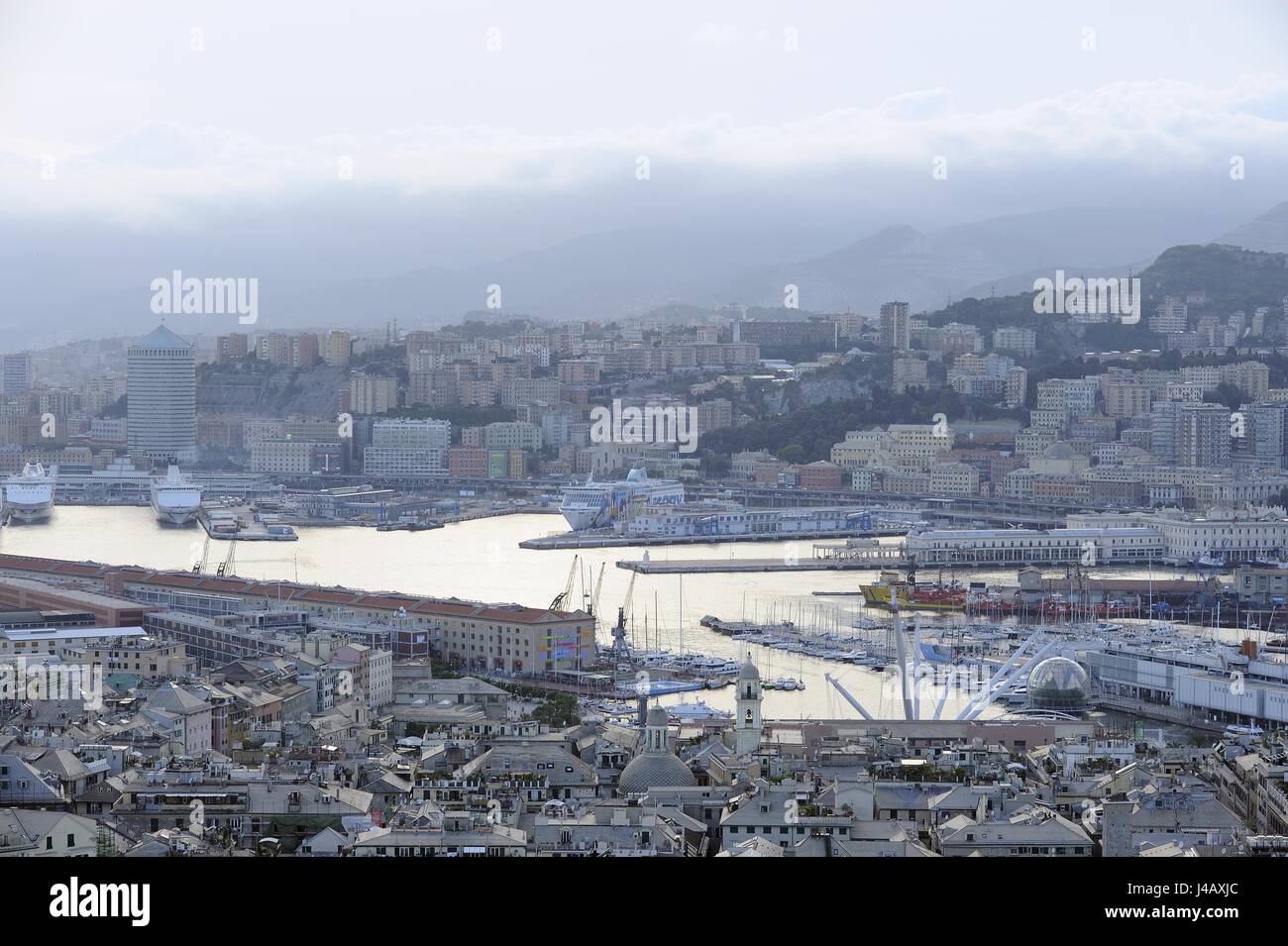 Aerial view of Genova, Italy, with the old town and port Stock Photo ...