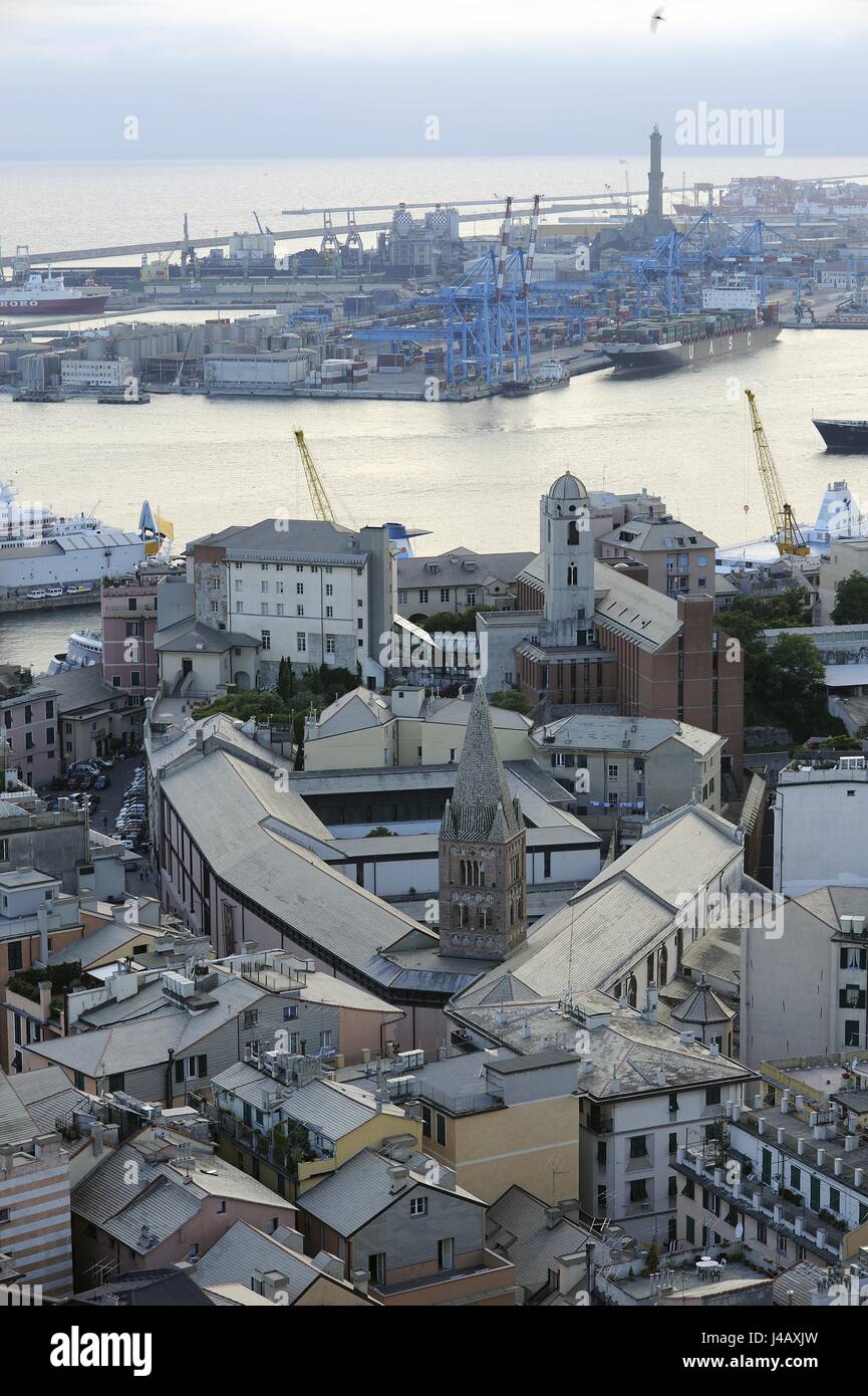 Aerial view of Genova, Italy, with the old town and port Stock Photo ...