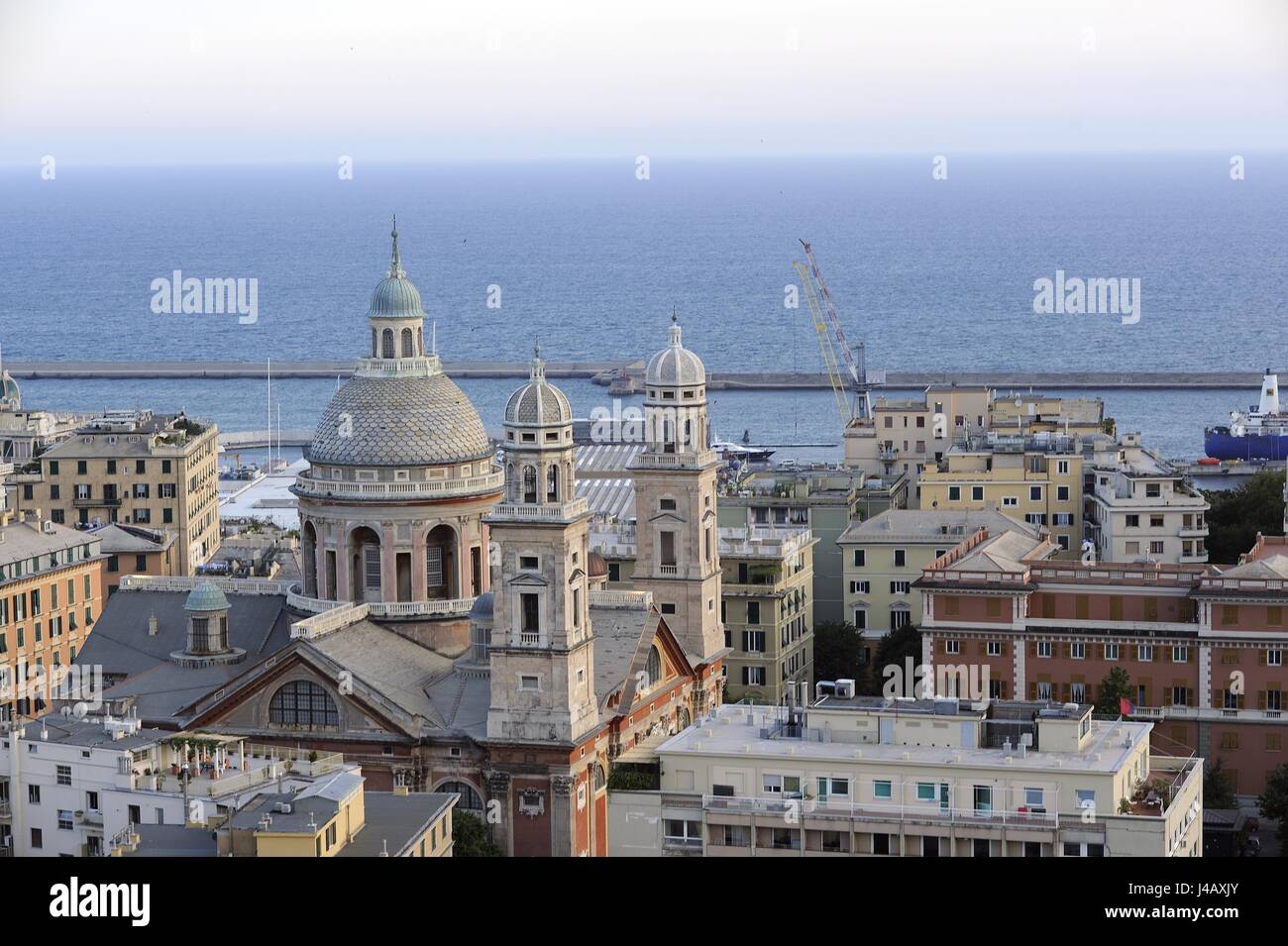 Aerial view of Genova, Italy, with the old town and port Stock Photo ...