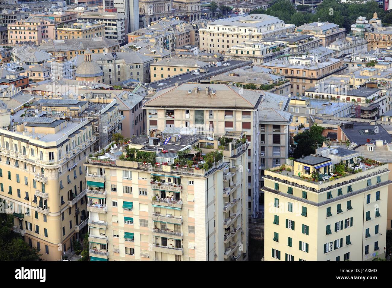 Aerial view of Genova, Italy, with the old town and port Stock Photo ...