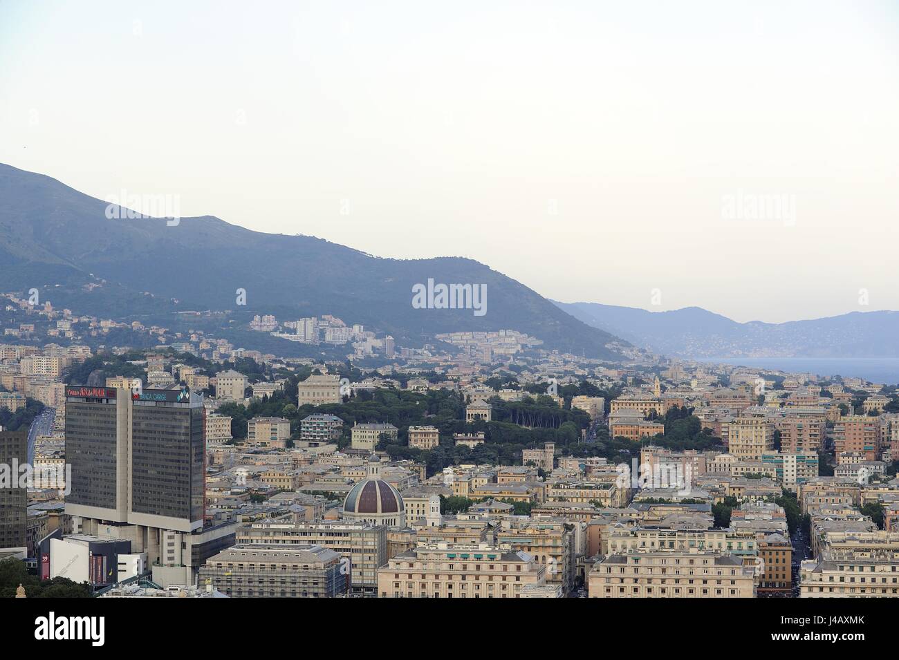 Aerial view of Genova, Italy, with the old town and port Stock Photo ...