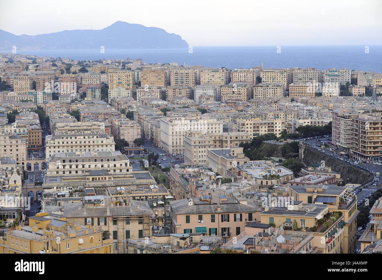 Aerial view of Genova, Italy, with the old town and port Stock Photo ...