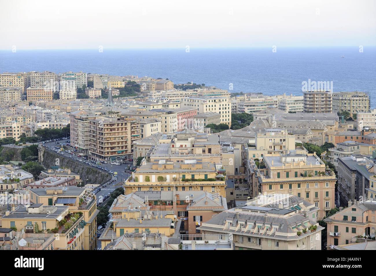 Aerial view of Genova, Italy, with the old town and port Stock Photo ...