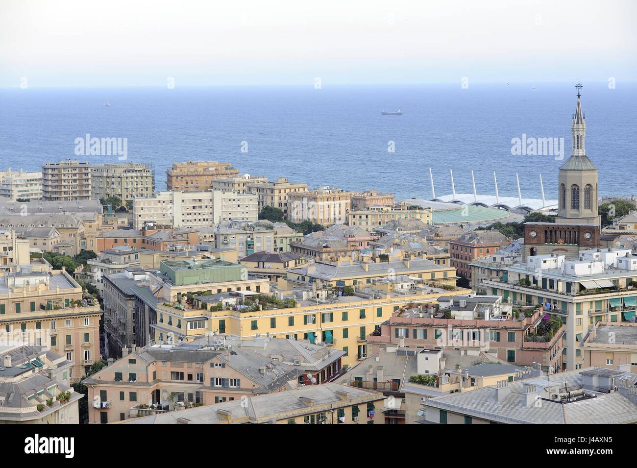 Aerial view of Genova, Italy, with the old town and port Stock Photo ...