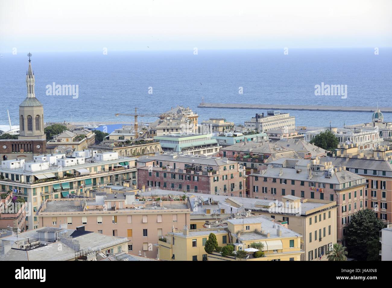 Aerial view of Genova, Italy, with the old town and port Stock Photo ...