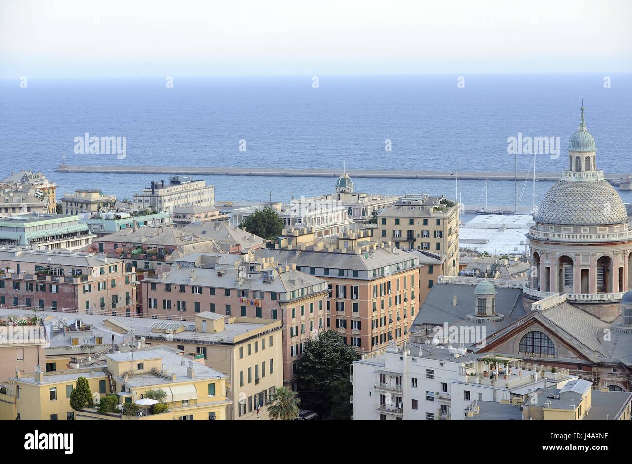 Aerial view of Genova, Italy, with the old town and port Stock Photo ...